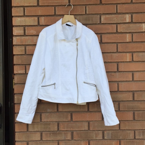 a.n.a | Jackets & Coats | White Motorcycle Jacket | Poshmark